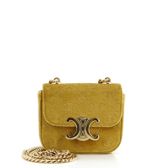Celine | Bags | Celine Claude Chain Shoulder Bag Triomphe Velvet Mini ...